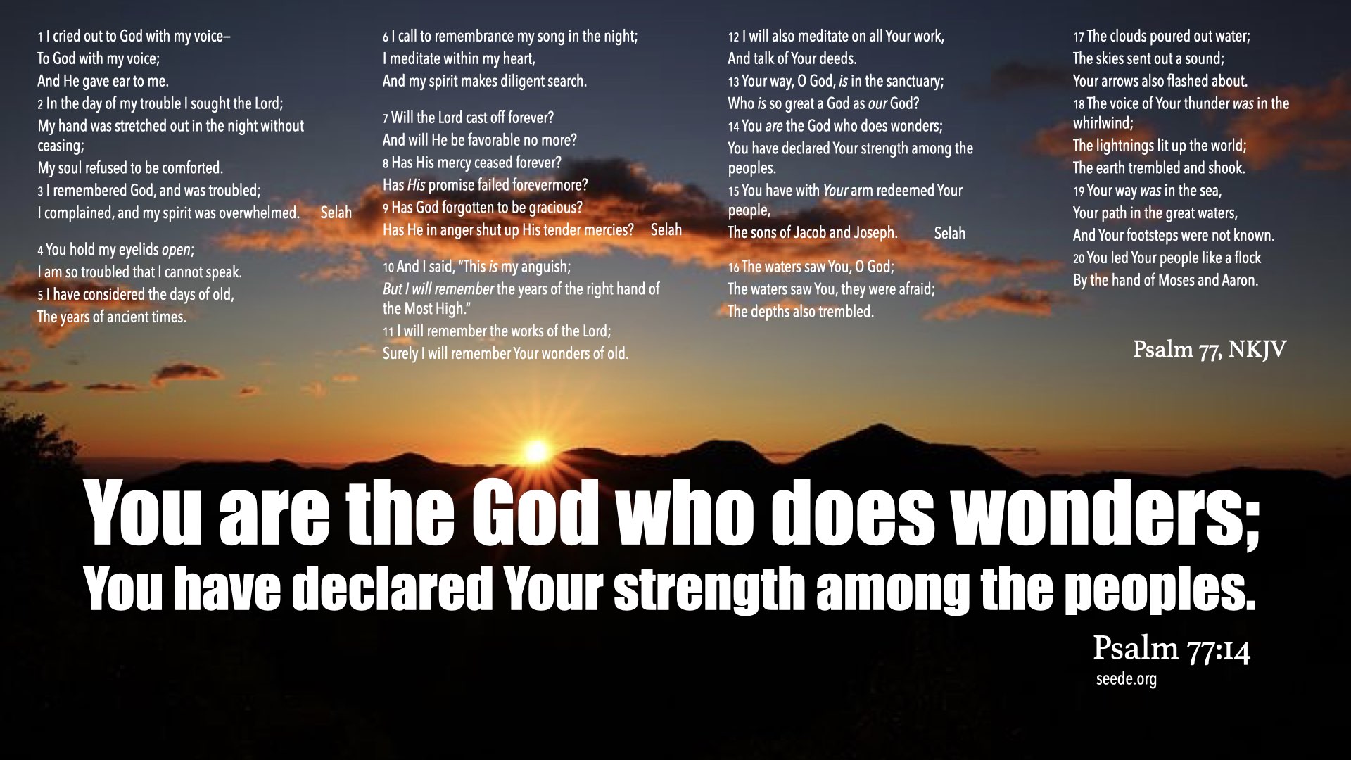 Psalm 77: My God Still Does Wonders, Declaring His Strength Among His ...