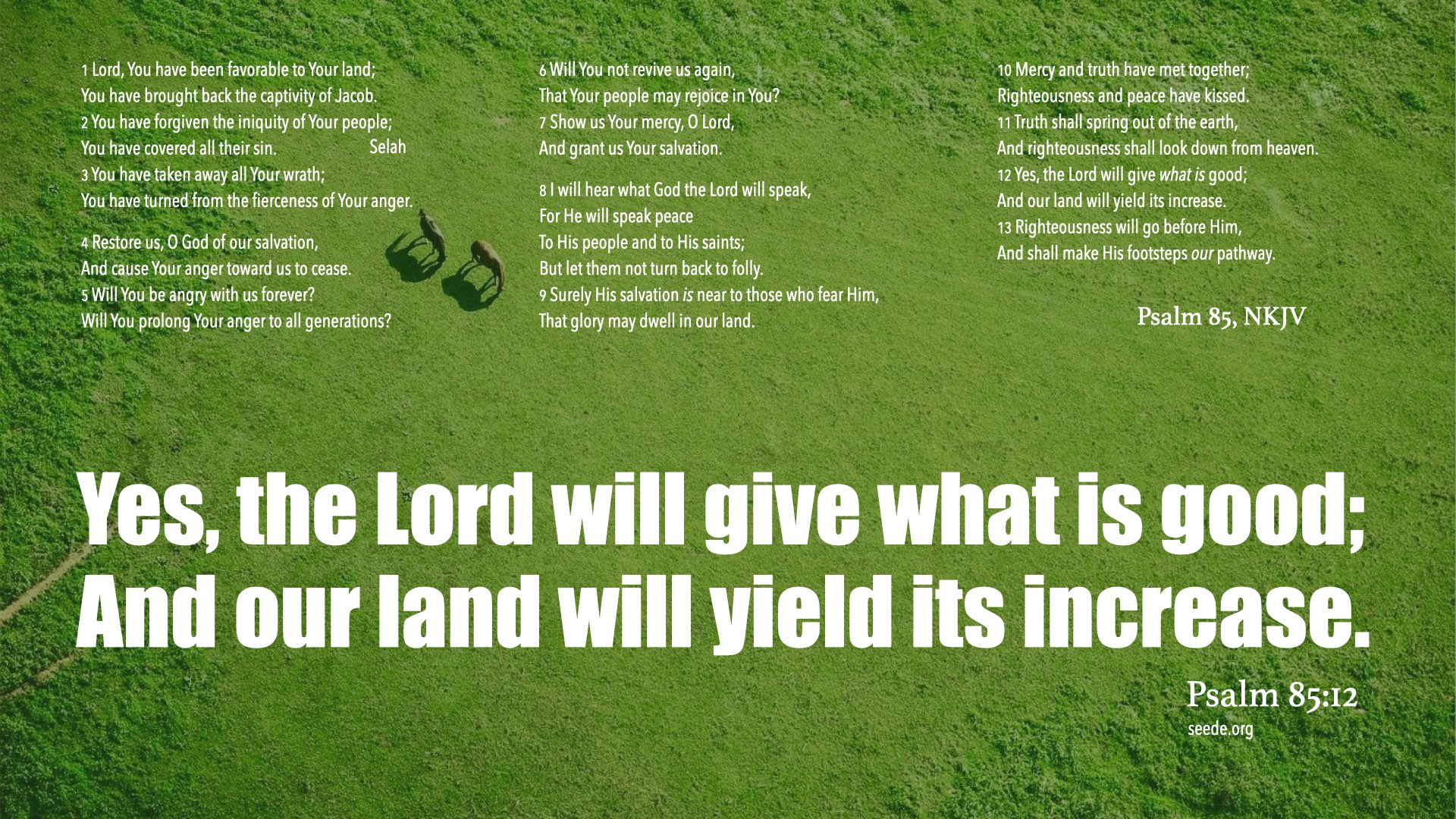 Psalm 85: The Lord Gives What is Good, and Our Land Will Yield Its ...